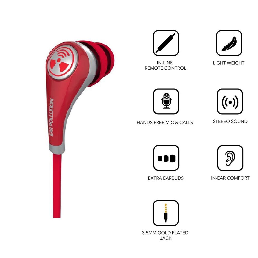 iFrogz Audio- Ear Pollution Plugz with Mic - Red – UniEssential